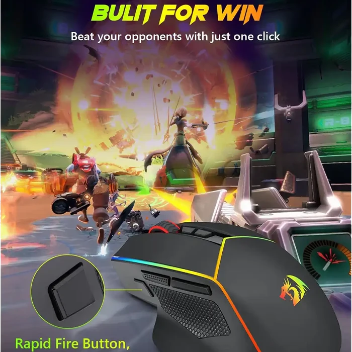 موس بی سیم گیمینگ Redragon مدل AXE M814 PRO RGB